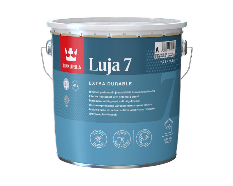 Краска для Влажных Помещений TIKKURILA LUJA 7 Интерьерная Матовая База ...