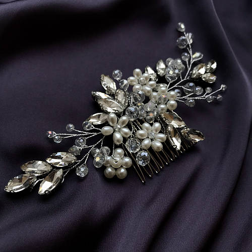 Купить Заколка-гребешок в прическу невесты с жемчугом и камнями (17*7 ...