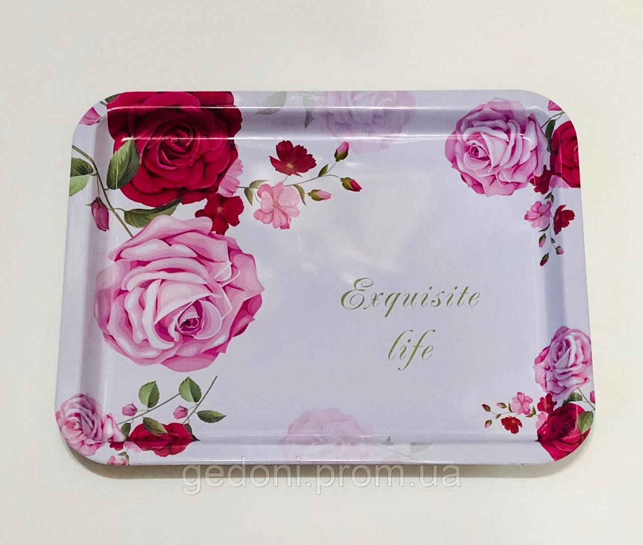 Поднос прямоугольный с рисунком, металлический 33х26см (ID#1538374505 ...