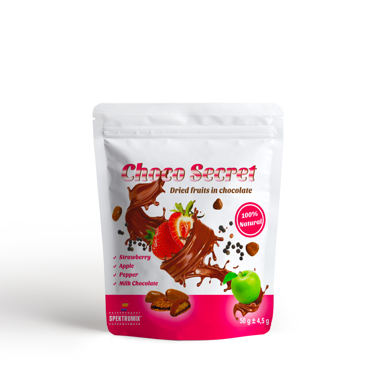 Цукерки із сухофруктів Choco Secret з полуницею та перцем у яблучній ...