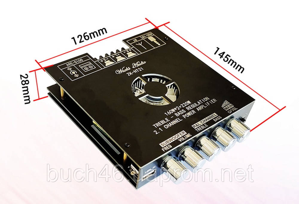 Wuzhi ZK-HT21 Усилитель звука 2.1 TDA7498E Bluetooth v5.0 160Вт*2 ...