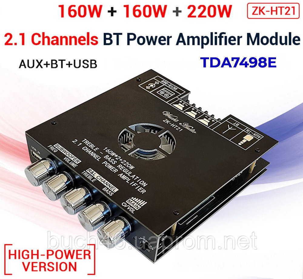 Wuzhi ZK-HT21 Підсилювач звуку 2.1 TDA7498E Bluetooth v5.0 160Вт*2 ...