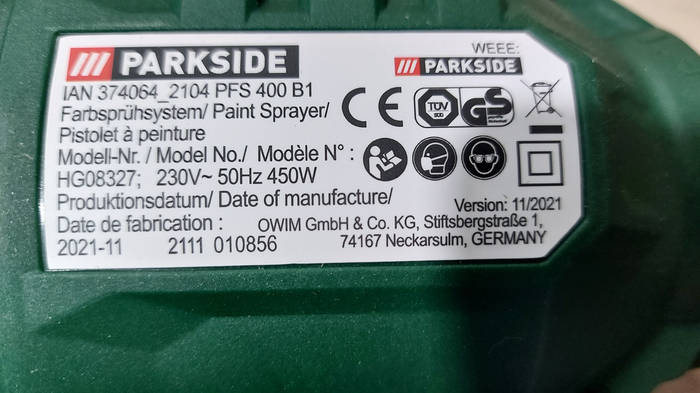 Купить Краскопульт электрический Parkside PFS 400 B 1, цена 1500 грн ...