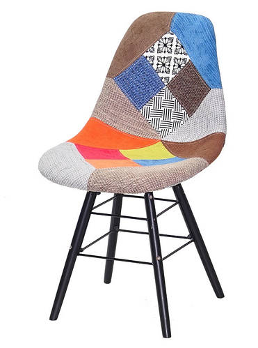 Стул Pascal Q-BK Пэчворк №1 patchwork на черных ножках, модель Eames DSW patchwork ...