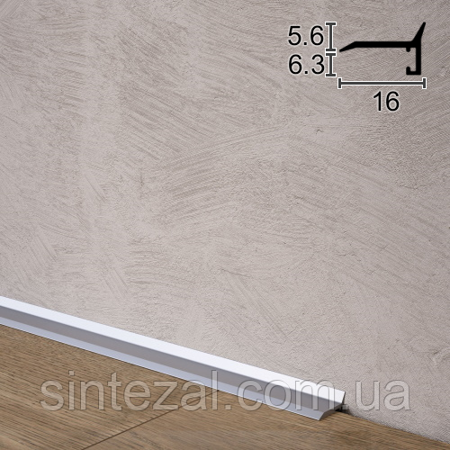 Ультратонкий Алюминиевый Плинтус для Ламината Sintezal P-05, 16х5х2500 ...