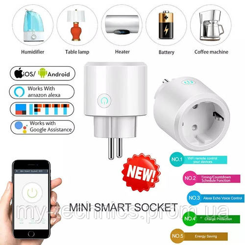 Умная розетка c Wi-Fi 20А/,домашняя,беспроводная/Smart Home с монитором ...