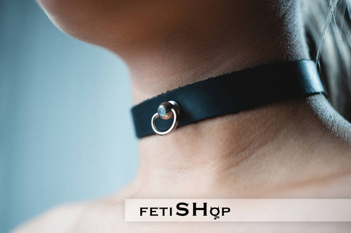 Купить Чокер кожаный сплошной с маленьким кольцом, чокер на шею с ...