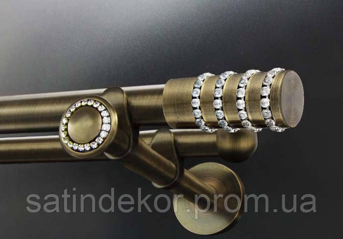 Карниз для штор металлический БАРАМЕЛЛА двойной с кристаллом 25+19мм 3 ...