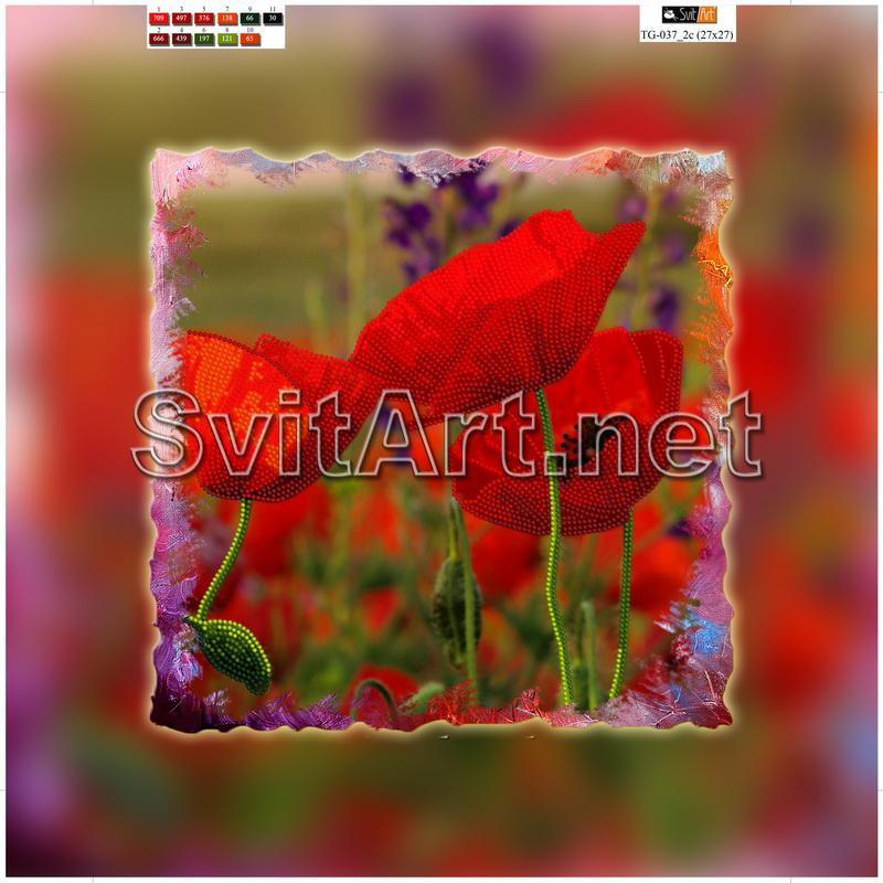 Схемы для вышивки бисером на подрамнике ХВ TG-037_2c. ПОЛЕ С МАКАМИ (ID ...