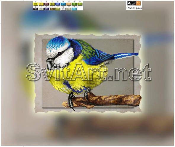 Схемы для вышивки бисером на подрамнике ХВ FV-108. СИНИЧКА (ID ...