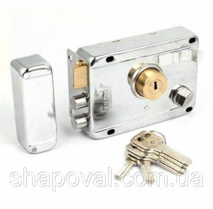Замок накладной с защелкой, двумя штырями, ключ-ключ., цена 240 грн ...