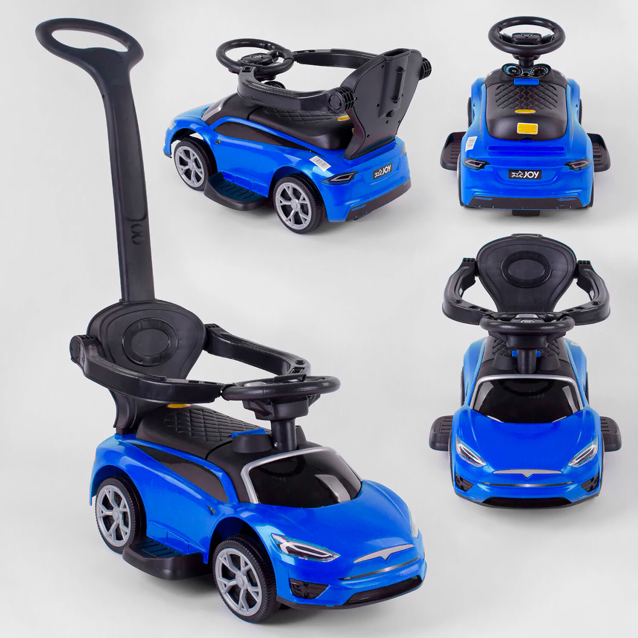Машинка Толокар с Родительской Ручкой JOY TS 8815 B Синяя, Музыкальная ...