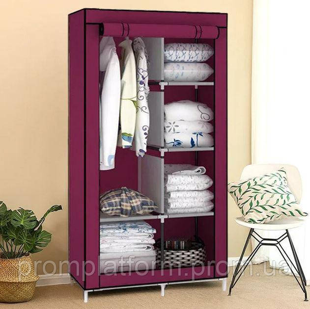 Тканинна шафа складана Hсх на 2 секції Компактна шафа для дому з металевим каркасом розбірної