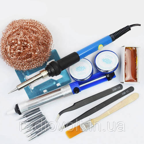 Паяльный набор, паяльник 60вт с регулировкой температуры, 11 предметов ...