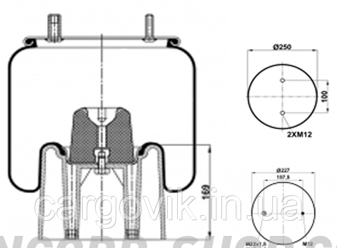 Пневмоподушка с пласт стаканом ROR шпилька-воздух, 21222442, цена 2439 ...