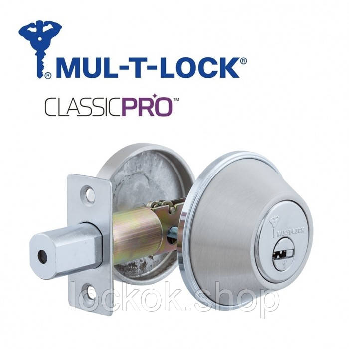 Замок MUL-T-LOCK Dead Bolt DBM Classic Pro Никель Сатин 3 Ключи ...