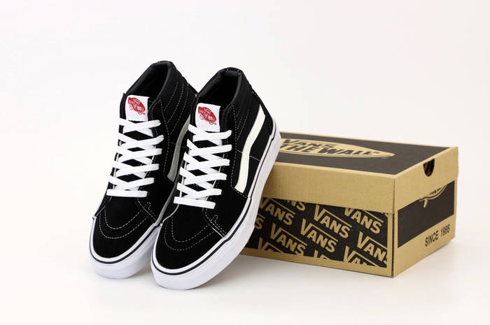 Высокие кеды Vans Sk8-Hi Mid black Ванс СК-8 демисезонные черно белые ...