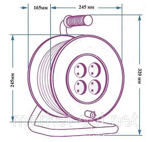 Котушка для кабелю велика 4 розетки для дроту для подовжувача для ...