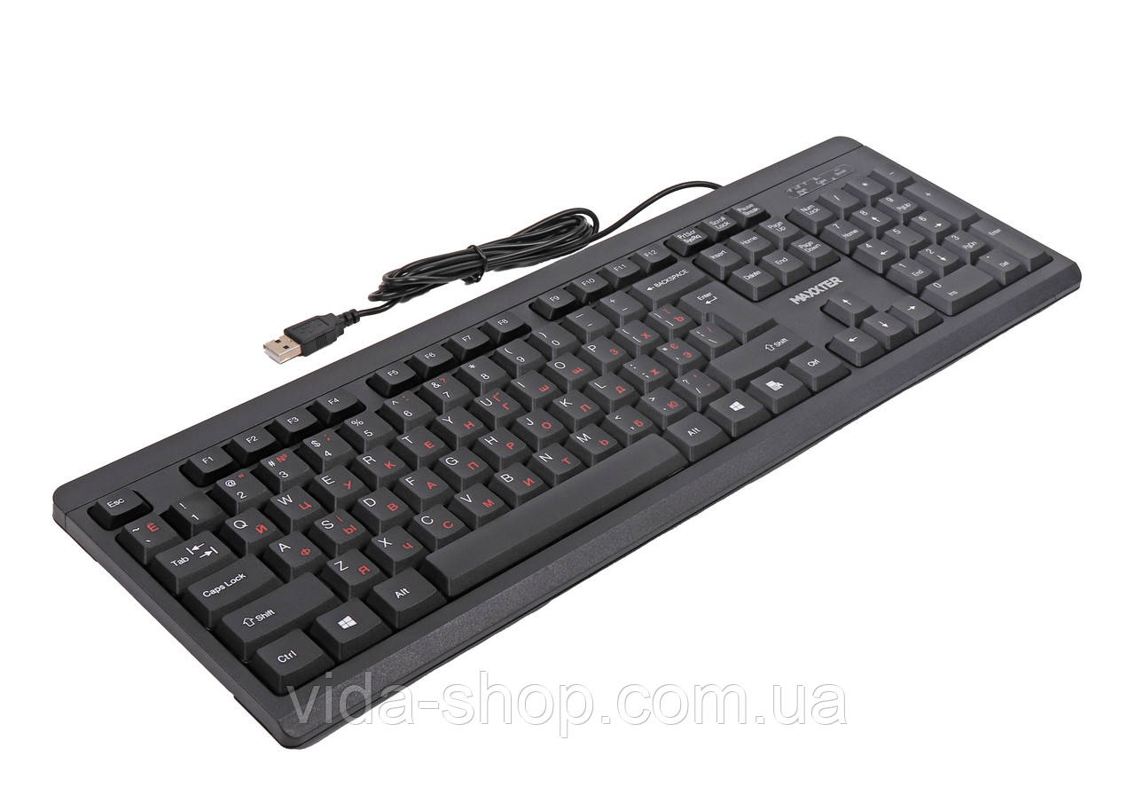 Купити Клавіатура standard, USB, rus/rus, чорна Maxxter KB-112-U - Vida-Shop, ціна 278 ₴ - Prom ...