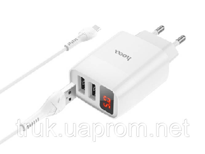 Купити Зарядний пристрій 220 В USBx2 з кабелем USB micro USB Hoco C86A, ціна 234.30 грн - Prom ...