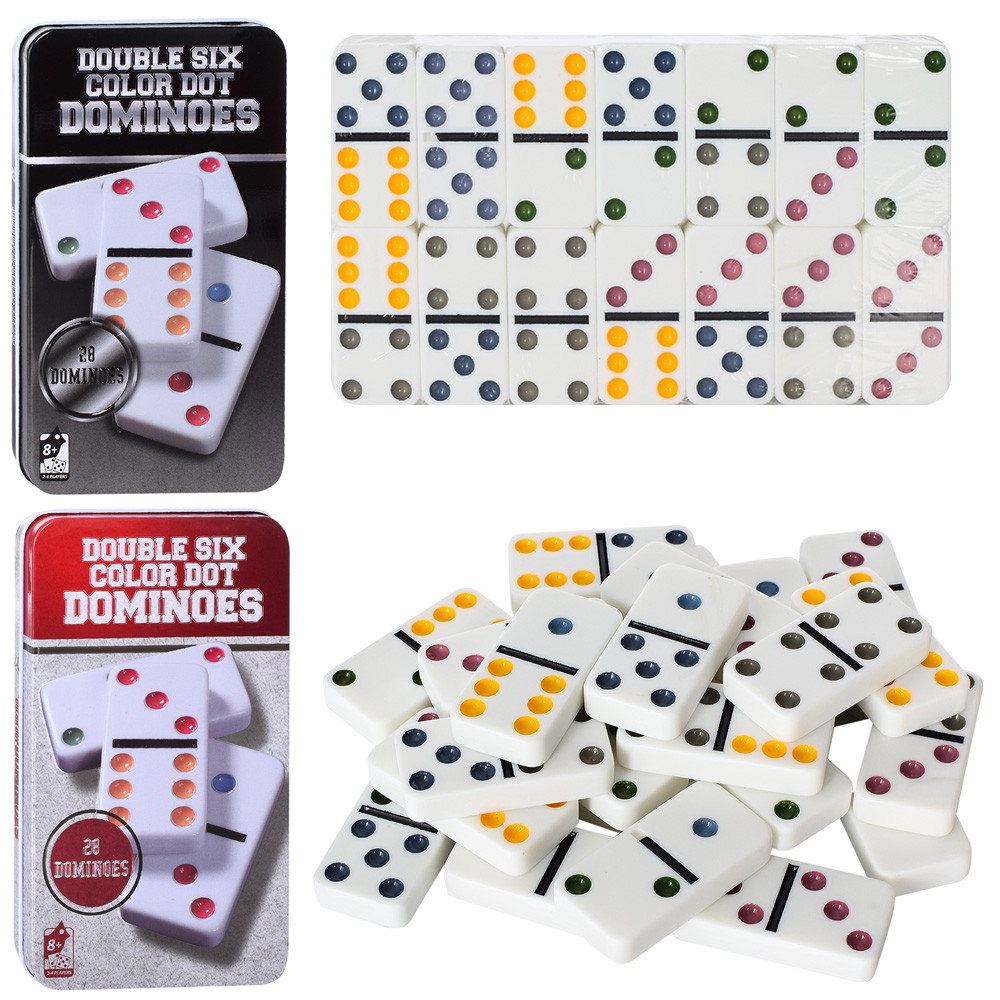 Настільна гра ДОМІНО | Double Six Color Dot | подарункова металева ...