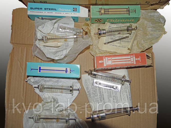 Купить Шприцы стеклянные с металлическим поршнем 5 мл (4шт), 10 мл (6шт ...