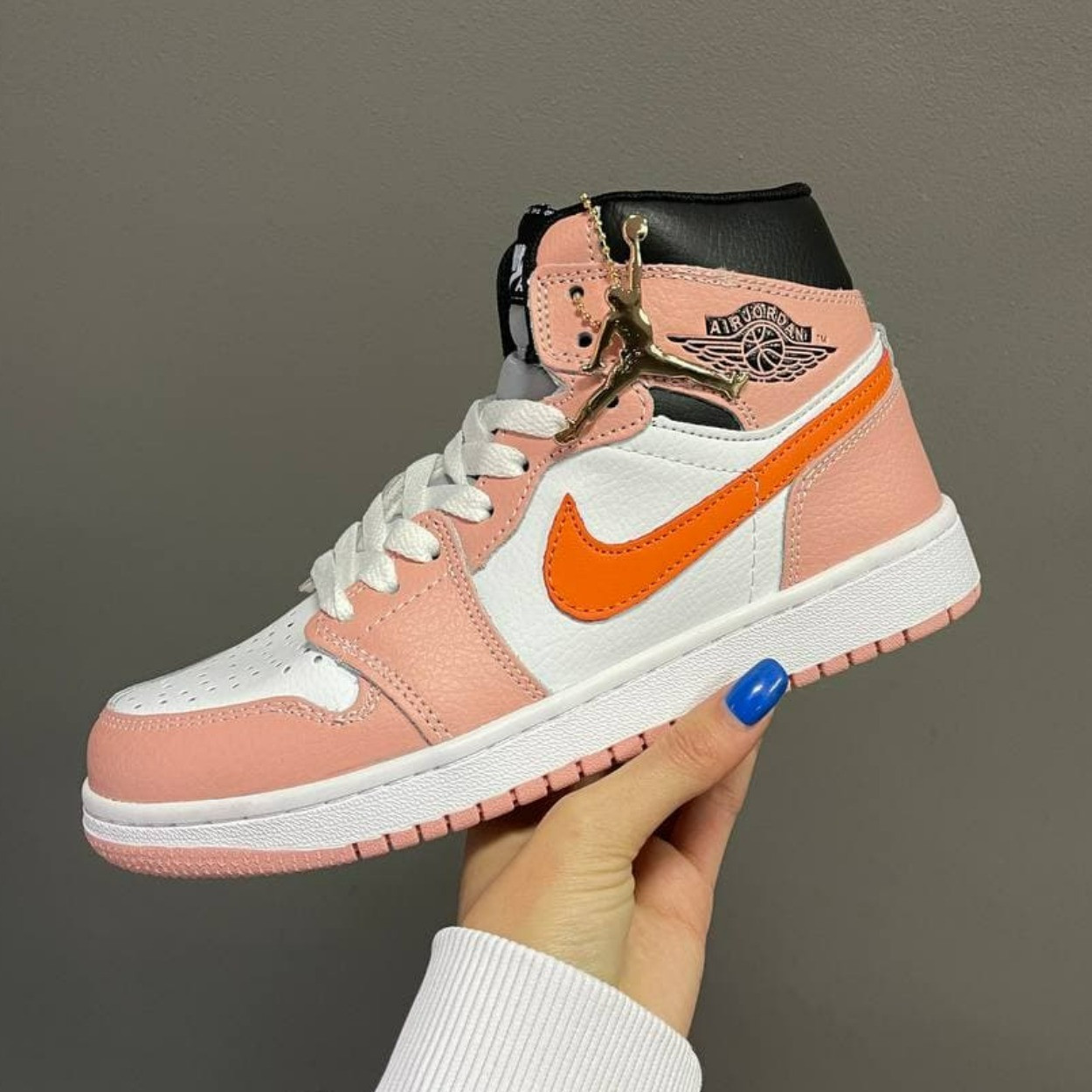 Кроссовки женские Nike Air Jordan 1 High Pink Orange розовые найк аир ...