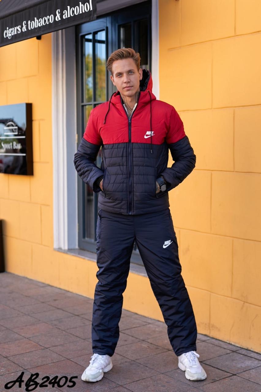 Спортивный костюм мужской на синтепоне зимний синий+красный, 48 (ID ...