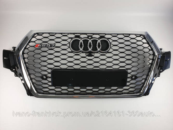 Решетка радиатора на Audi Q7 2015- чорная с хромом в стиле RS Restal Q7 ...