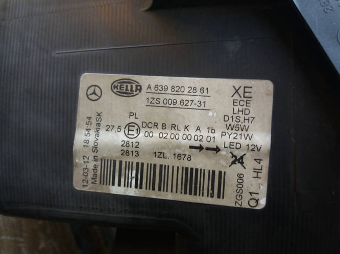 Купить Фара ЛЕВАЯ BIXENON комплектная с блоками в сборе A6398202861 ...