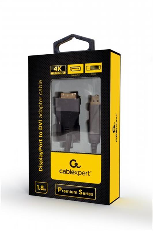 Кабель DisplayPort-DVI-D Dual link (24+1) Cablexpert 1.8m Black (CC-DPM ...