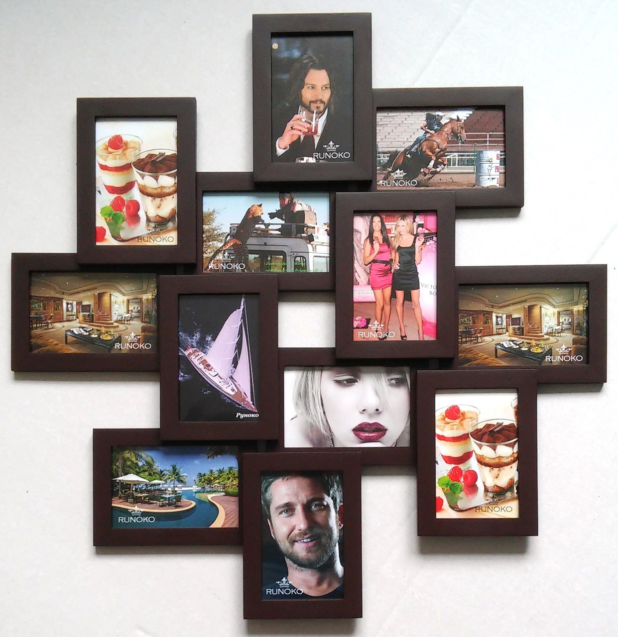 Незвичайний фото колаж із дерева на 12 фото "Зиг-заг" 10х15 см, 65х65 ...