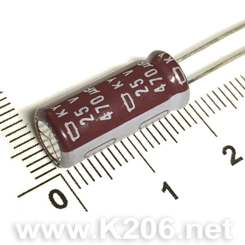 KY-470/25V Конденсатор 470uF/25V 105°C Низький імпеданс (Low ESR) KY Ø8x20 NIPPON CHEMI-CON ...