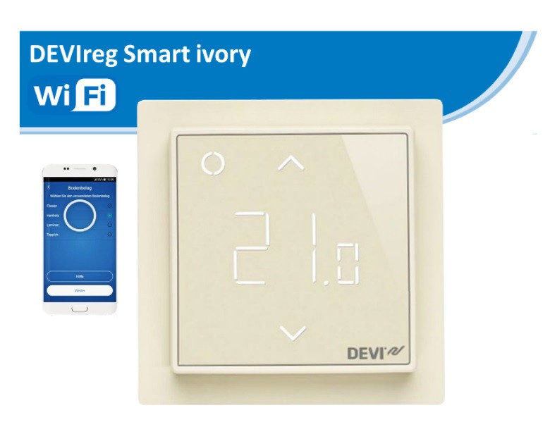 Devireg Smart Ivory (140F1142) WiFi сенсорный терморегулятор DEVI (ID#1567602166), цена: 8564 ...