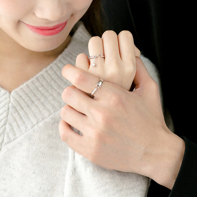 Парные кольца с звездой / парные украшения для влюбленных / подарок на ...