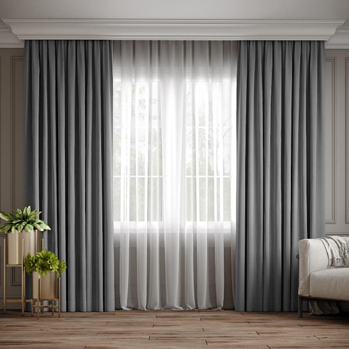 Купить Штора велюр серая однотонная высокого качества, плотная, шторы ...