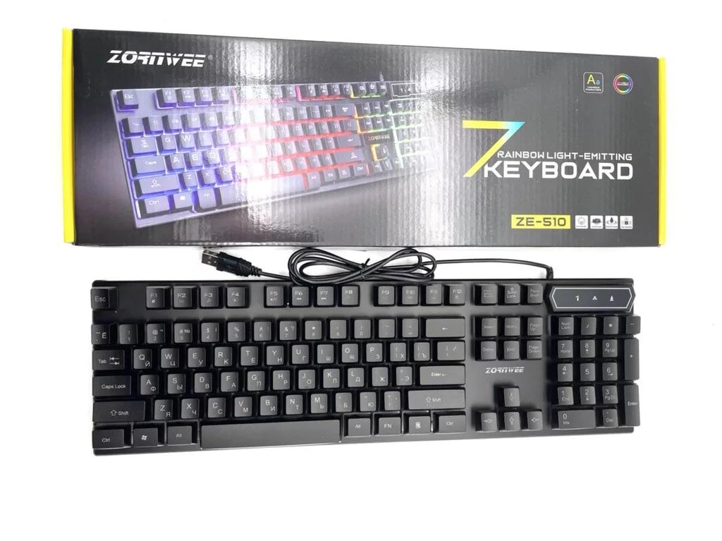 Проводная Игровая Клавиатура USB ZORNWEE ZE-510 RGB C Цветной Подсветкой Геймерская — Купить ...