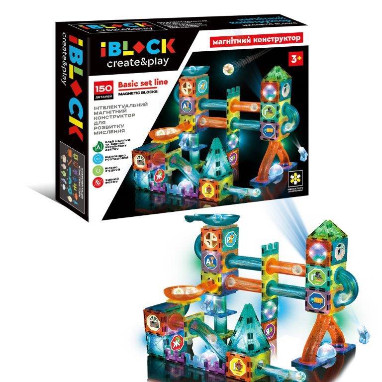 Конструктор Магнитный 3D Конструктор IBLOCK PL-921-257 Светящийся в ...