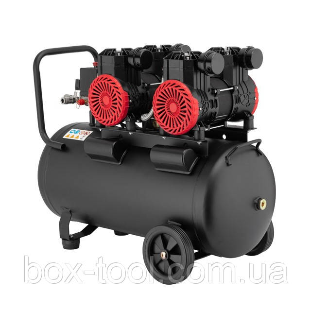 Компрессор 50 л, 2x1.1кВт, 220В, 8атм, 400 л/мин, 2800 об/мин, безмасляный, 4 цилиндра INTERTOOL ...