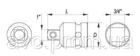 Купить Переходник ударный 3/4''-1'' 63 мм Yato YT-1168, цена 540 ...