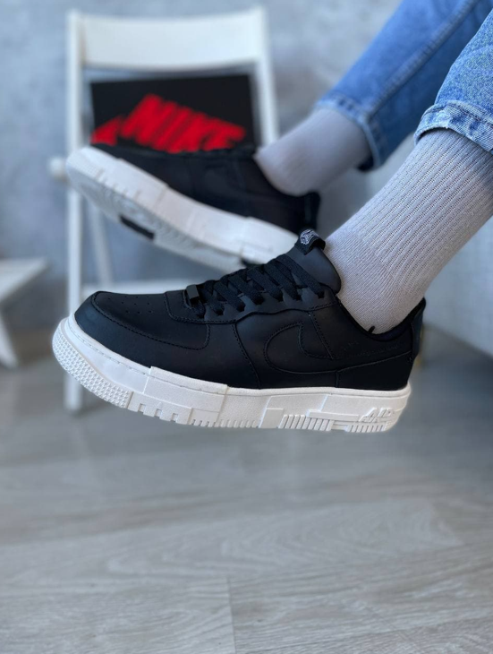 Мужские кроссовки Nike Air Force pixel black white Найк Форсы черные с ...