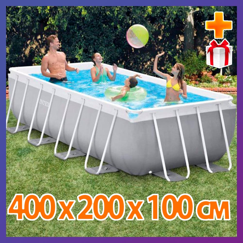 Каркасний басейн Intex 26788 (400x200x100 см) (фільтр-насос, сходи ...