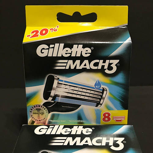 Gillette Mach3 8шт. (джилет мак 3) сменные кассеты картриджи лезвия для ...