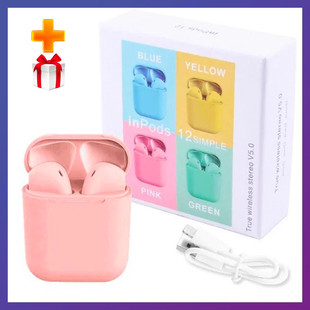Беспроводные Наушники InPods I12 Розовые 5.0 Bluetooth Сенсорные ...