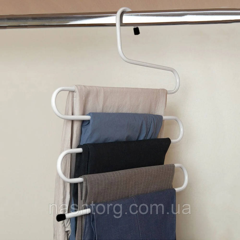 Тремпель для брюк и штанов, плечики для одежды 35x33см Белый змейка ...