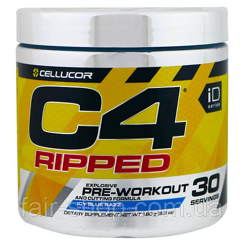 Стимулятор Cellucor, C4 Ripped, Pre-Workout, Icy Blue Razz, 6.2 oz (177 ...
