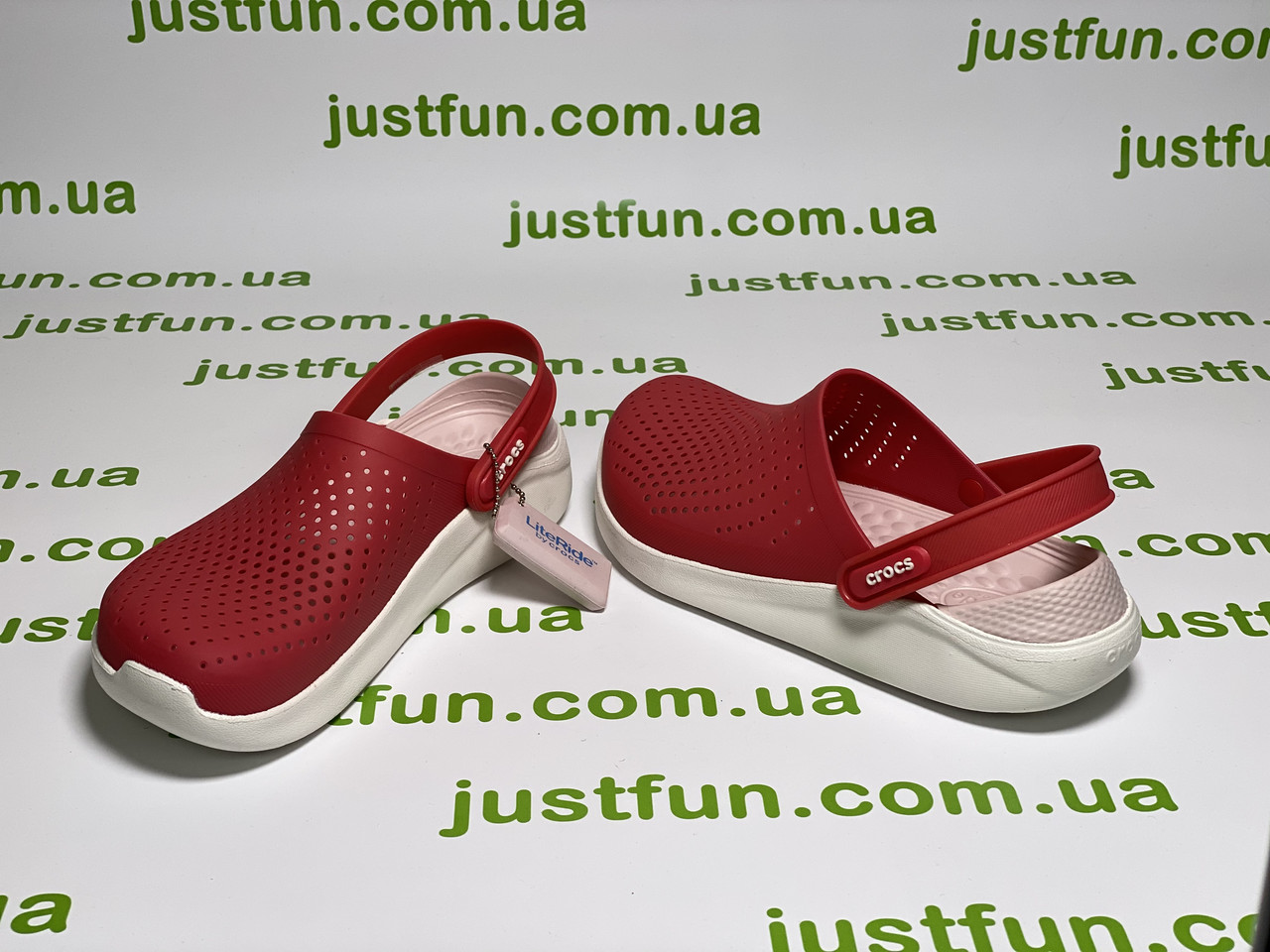 Сабо Crocs Literide Clog Poppy White Женские Кроксы Красные — Купить ...