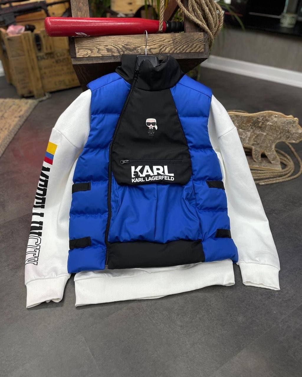 Купить Мужская крутая модная жилетка Карл Лагерфельд синяя. Мужская ...