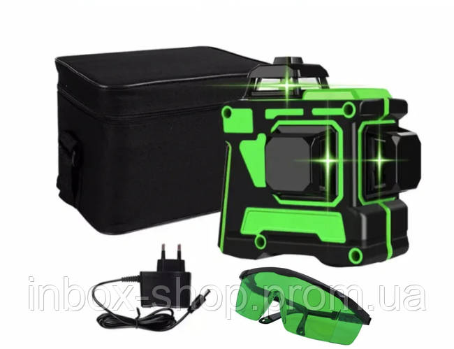 Лазерный уровень Pracmanu (Hilda) 3D 12 линий 360 зеленый луч NO TRIPOD ...