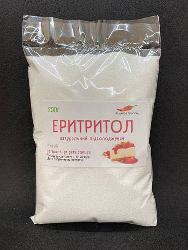 Эритритол (сахарозаменитель), 200г, цена 180 грн — Prom.ua (ID#1586176377)